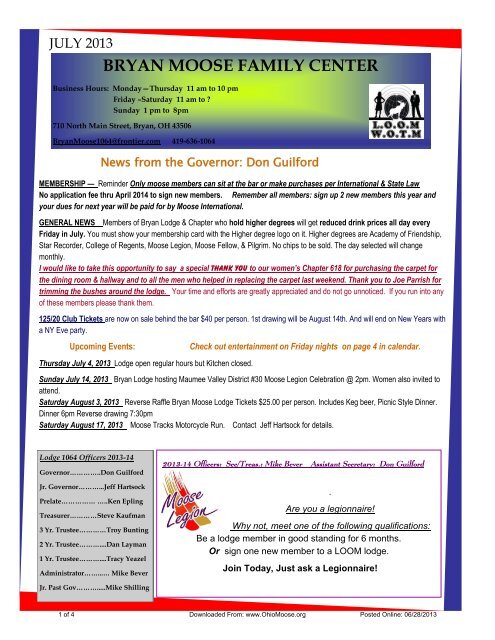 Bryan Moose Family Center 1064 - Ohio State Moose Association