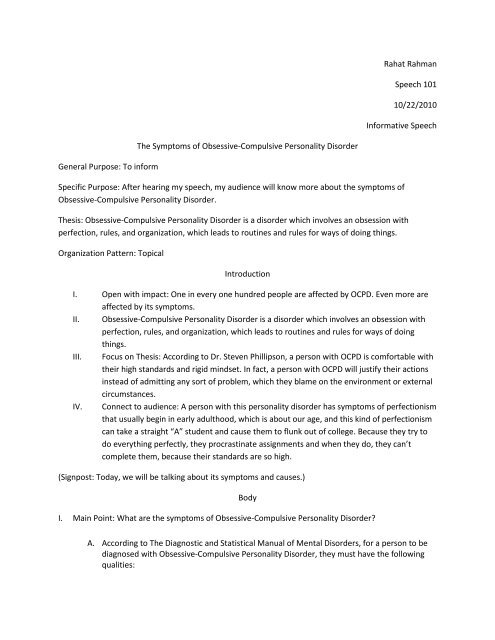 Sample Student Informative Speech Outline Ohlone College