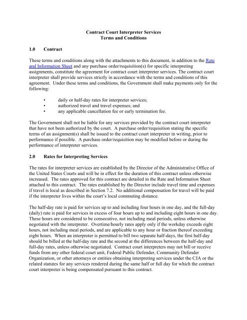 Interpreter Contract Billing Information