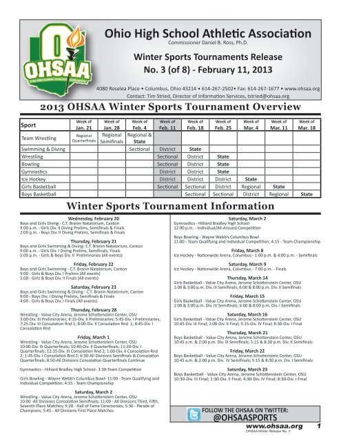 OHSAA Winter Weekly Release #3 - Ohio High School Athletic ...