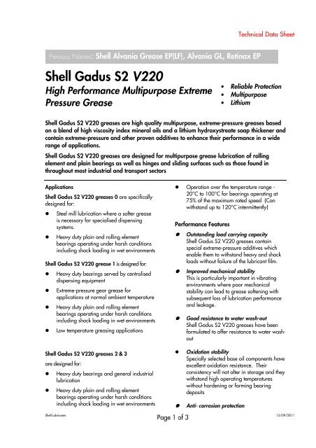 Shell Gadus S2 V220 V2 - OilsandStuff