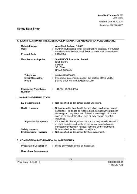aeroshell turbine oil 555 - Oils & Stuff