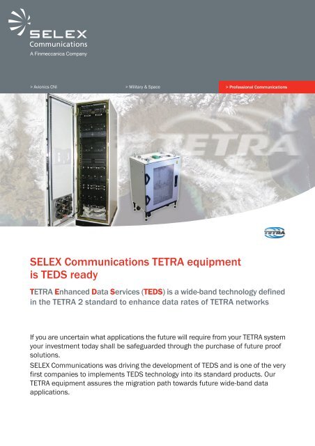 SELEX Communications TETRA equipment is TEDS ready