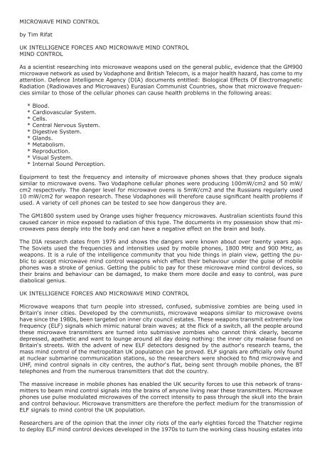 MICROWAVE MIND CONTROL by Tim Rifat UK ... - Oliver Kunkel