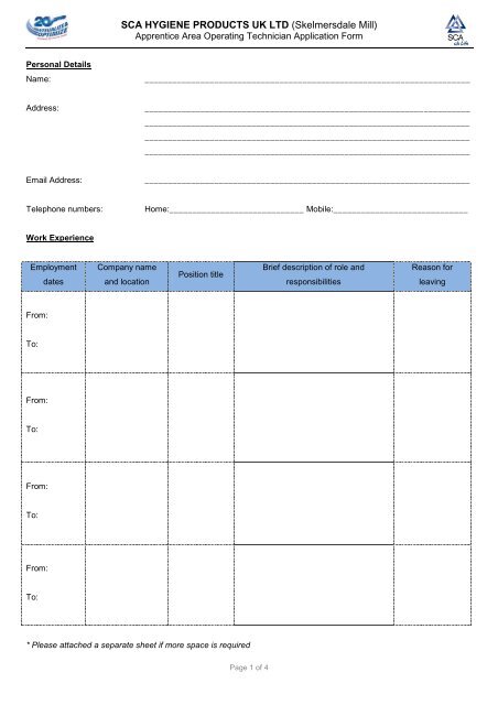 Apprentice Application Form