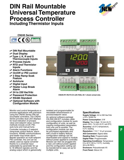 DIN Rail Mountable Universal Temperature Process Controller