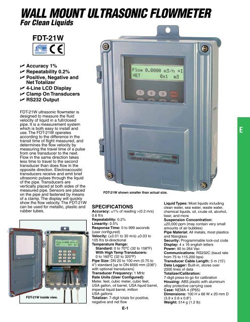 Wall Mount Ultrasonic FlowMeter