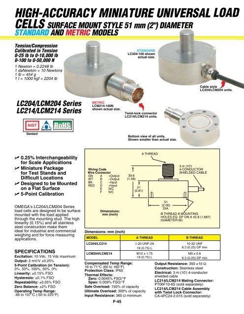 HIGH-ACCURACY MINIATURE UNIVERSAL LOAD CELLS