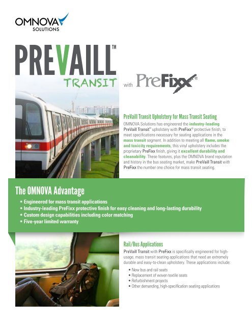 PreVaill Transit Upholstery Sell Sheet - Omnova