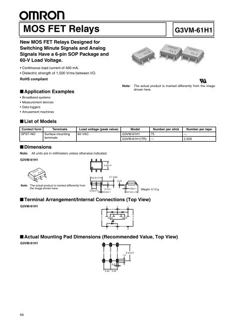 MOS FET Relays G3VM Series Group Catalog G3VM-61H1 - Omron