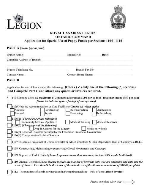 Special Use of Poppy Funds Request Form pdf-Fillable - Ontario ...