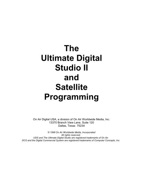 UDS II and Satellite Programming - On Air Digital USA
