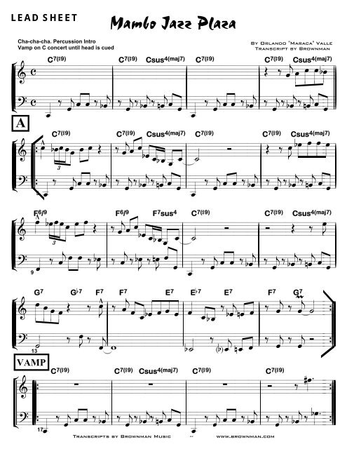 Encore: LEAD SHEET - Mambo Jazz Plaza - Brownman