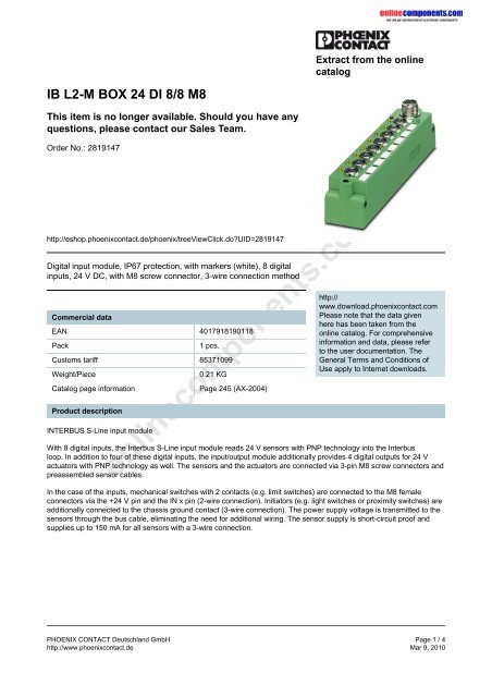 IB L2-M BOX 24 DI 8/8 M8 - Onlinecomponents.com