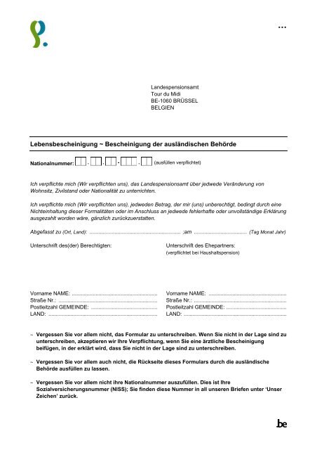 Lebensbescheinigung ~ Bescheinigung der auslÃ¤ndischen BehÃ¶rde