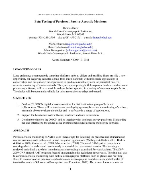 11: Beta Testing of Persistent Passive Acoustic Monitoring
