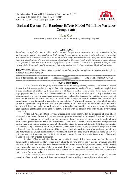 Optimal Designs For Random- Effects Model With Five Variance Components