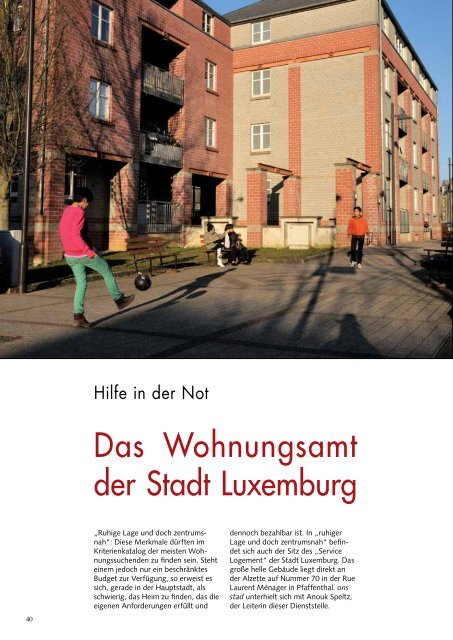 Das Wohnungsamt der Stadt Luxemburg - Ons Stad