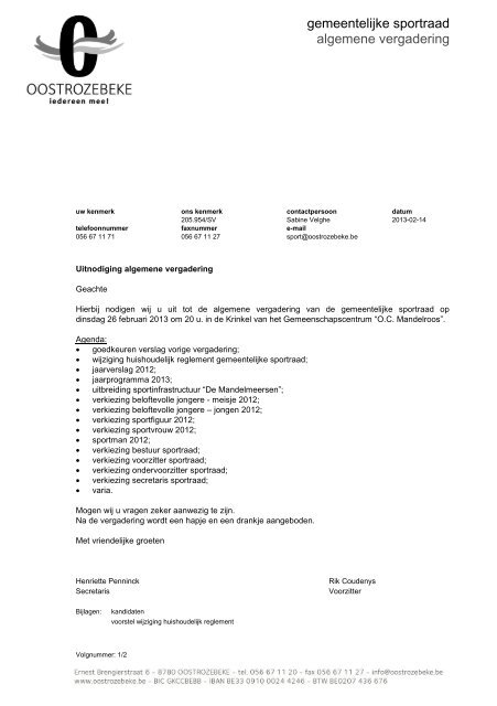 Uittreksel uit het bevolkingsregister - Oostrozebeke