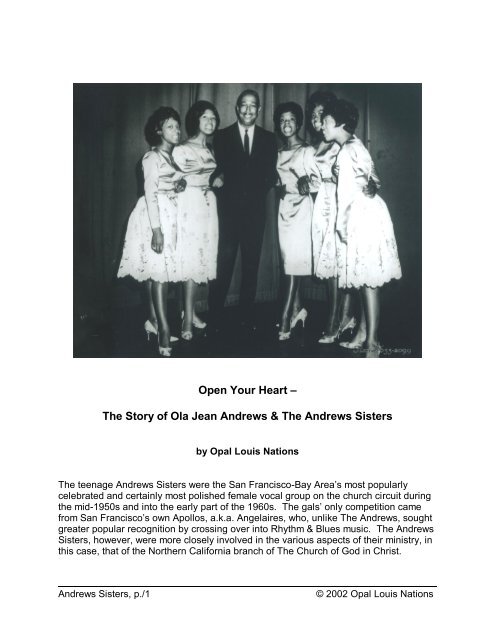 The Story of Ola Jean Andrews & The Andrews Sisters - Opal Louis ...