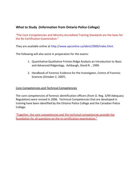 General Study Guide - Ontario Police College