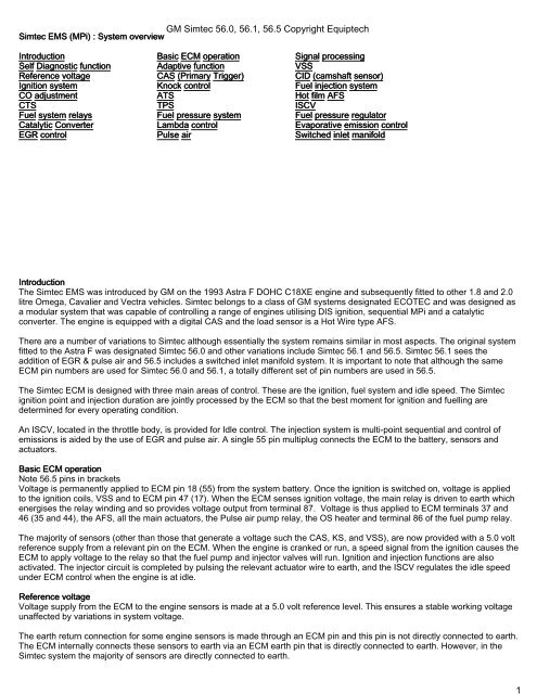GM Simtec 56.0, 56.1, 56.5 Copyright Equiptech 1