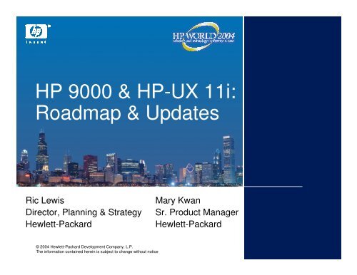 HP 9000 & HP-UX 11i: Roadmap & Updates - OpenMPE