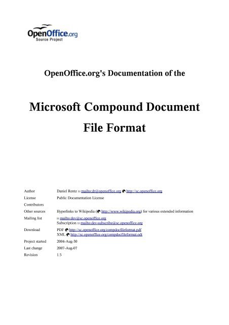 The Microsoft Compound Document File Format - OpenOffice.org