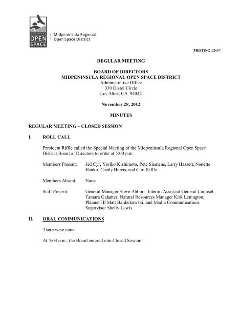 Mid Peninsula Open Space District Midpeninsula Regional Open Space