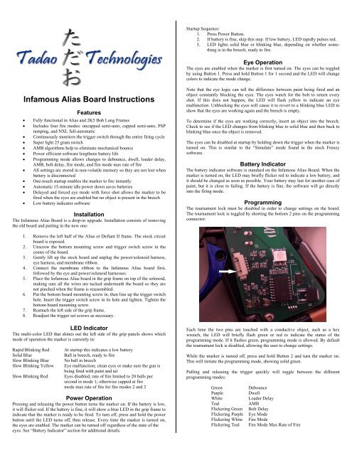 Infamous Alias Board Instructions - Tadao Technologies