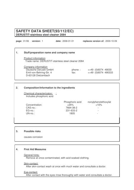 SAFETY DATA SHEET - Derustit