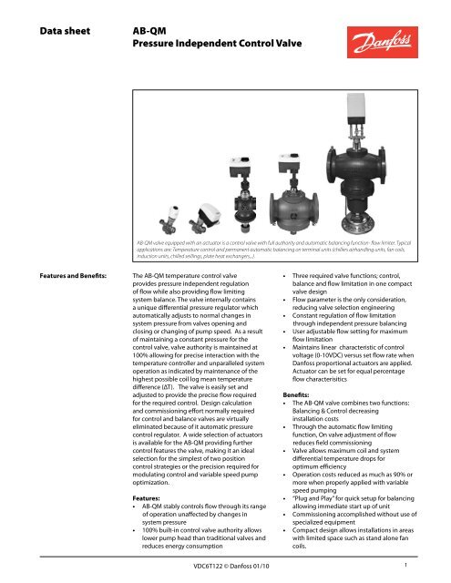 Data sheet AB-QM Pressure Independent Control Valve