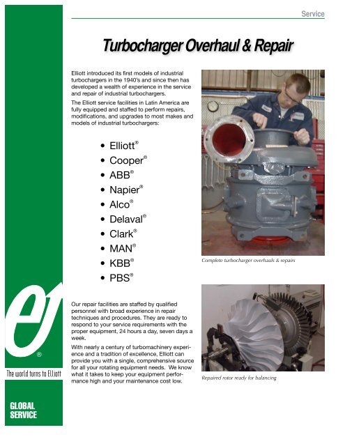 Turbocharger Overhaul & Repair - Elliott Turbomachinery