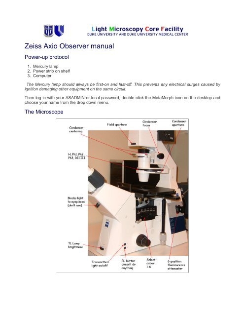 Zeiss Axio Observer manual