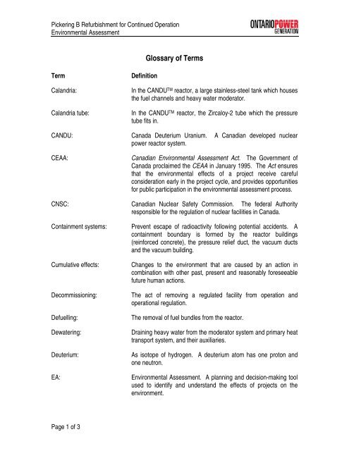 Glossary of Terms (PDF) - Ontario Power Generation