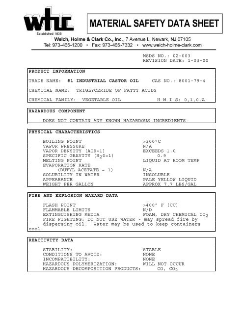 1 industrial castor oil cas no.: 8001-79-4 chemical - Connectworld