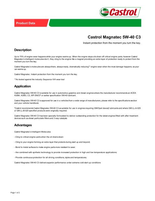 Castrol Magnatec 5W-40 C3 - Opie Oils