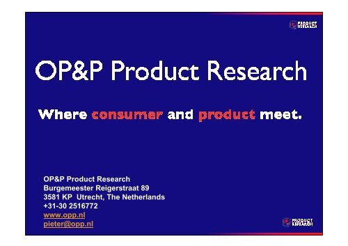 the ideal Profile method - OP&P Product Research