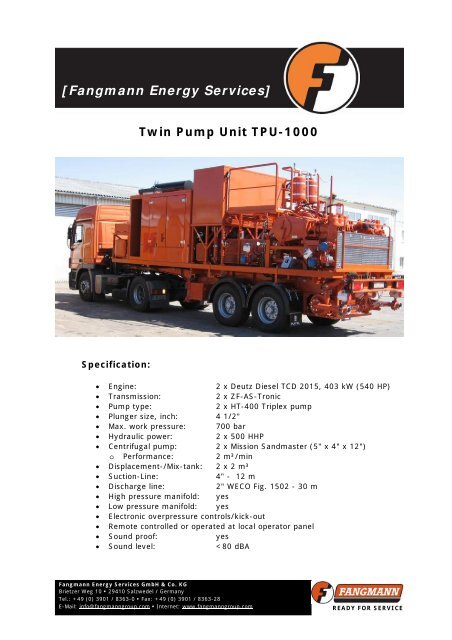 Twin Pump Unit TPU-1000 - Fangmann Group