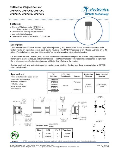 OPB706-707 - OPTEK Technology