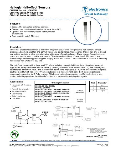 Hallogic Hall-effect Sensors - DigiKey