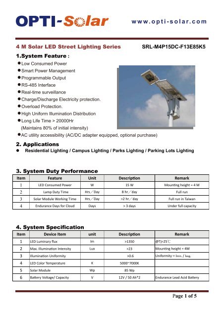 Download User Manual - OPTI-Solar
