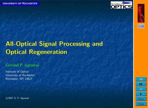 All-Optical Signal Processing and Optical Regeneration