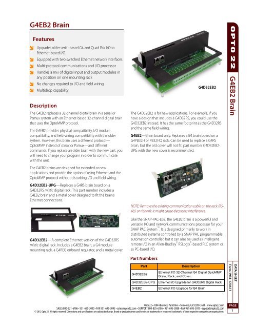 Data Sheet - Opto 22