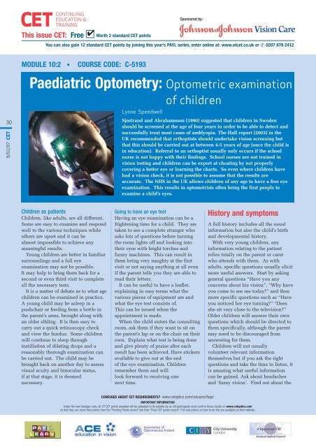 Paediatric Optometry: Optometric examination - Optometry Today