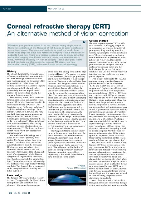 Corneal refractive therapy (CRT) An alternative method of vision ...