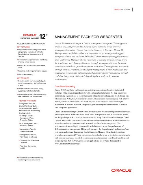 Management Pack For Webcenter Suite Oracle