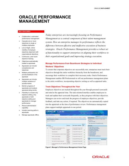 Data Sheet: Performance Management - Oracle