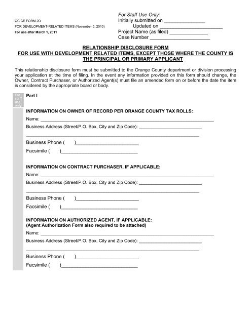 Relationship Disclosure Form - Orange County