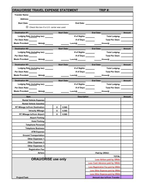 Travel Expense Statement for Foreign Travel (PDF)